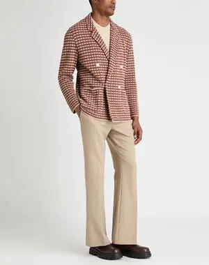 LARDINI Multicolor Intarsia-knit Cotton Double-breasted Blazer