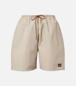 Miu Miu Cotton-blend Bermuda Shorts - Beige