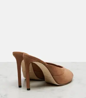 JIMMY CHOO Brigitte Suede Peep-toe Mules - Beige