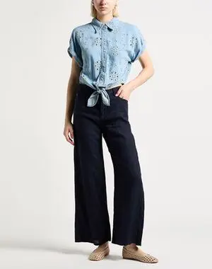 Guess Embroidered Lyocell And Cotton Denim Shirt