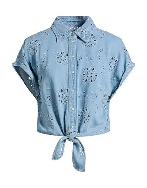 Guess Embroidered Lyocell And Cotton Denim Shirt