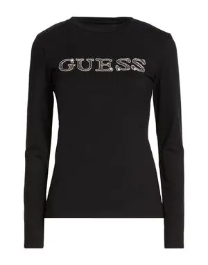 Guess Embellished Logo Long Sleeve Cotton T-shirt