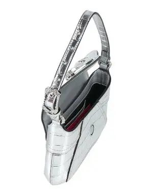Pinko Metallic Crocodile-embossed Leather Baguette Bag