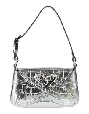 Pinko Metallic Crocodile-embossed Leather Baguette Bag
