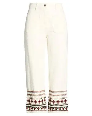 Elisabetta Franchi Wide-leg Jeans With Embroidered Details - Ivory