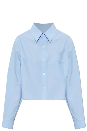 Alexander Wang Cropped Cotton Shirt With Embroidered Logo