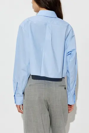 Alexander Wang Cropped Cotton Shirt With Embroidered Logo