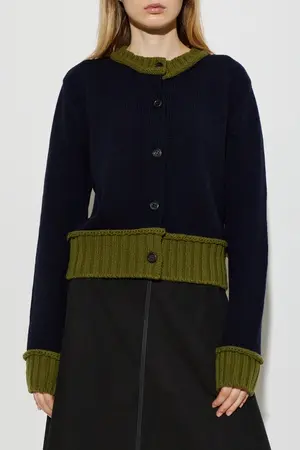 Marni Wool Cardigan With Olive Green Trim