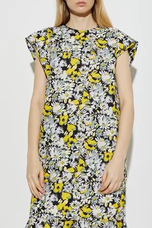 Marni Floral Print Cotton Relaxed Fit Dress