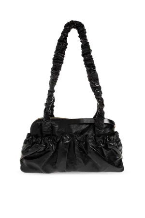 Marni Glossed Leather Bag With Ruched Handles