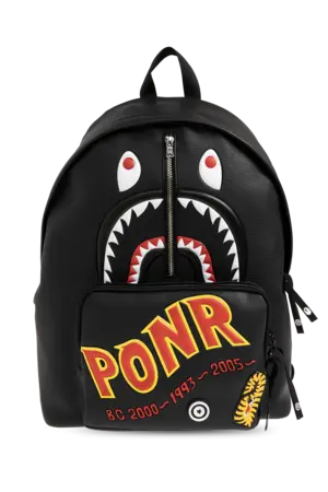 A BATHING APE Shark Mouth" Printed Backpack - Black