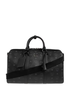 Mcm Ottomar Leather Monogram Travel Bag - Black