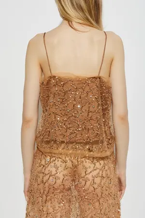 Munthe Nannali" Sequined Mesh Top