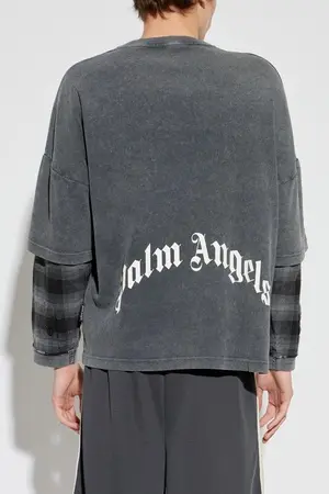Palm Angels Oversized Skeleton Print Layered Sweatshirt