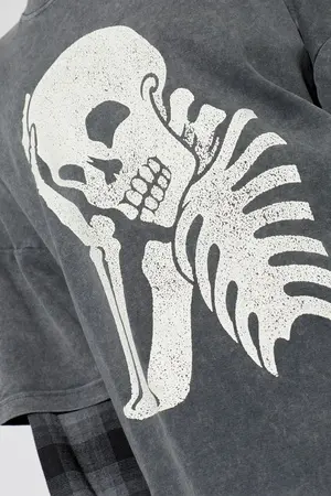 Palm Angels Oversized Skeleton Print Layered Sweatshirt