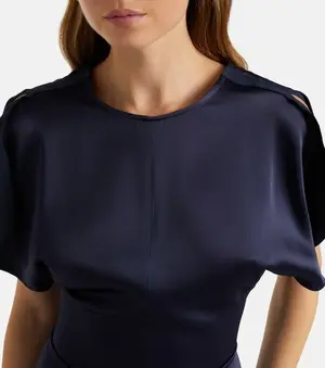 Victoria Beckham Bela Gathered Satin Midi Dress - Blue