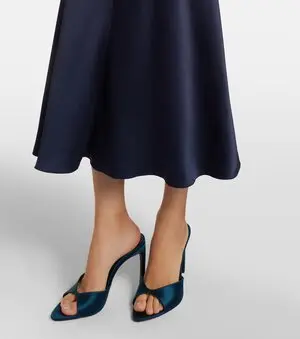Victoria Beckham Bela Gathered Satin Midi Dress - Blue