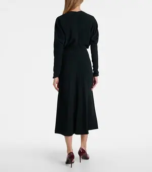 Victoria Beckham Cady Midi Dress In Dark Ocean - Black