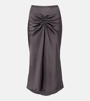 Victoria Beckham Bela Midi Skirt In Ore - Grey
