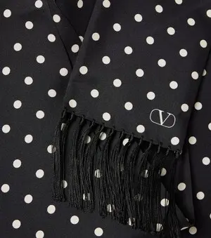 Valentino Garavani Fringed Polka-dot Silk Scarf