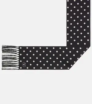 Valentino Garavani Fringed Polka-dot Silk Scarf