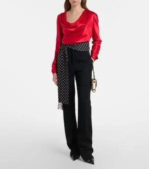 Valentino Garavani Fringed Polka-dot Silk Scarf