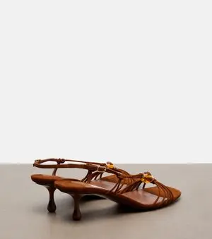 JIMMY CHOO Lova Embellished Suede Sandals - Brown