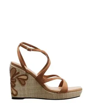 JIMMY CHOO Ayla Leather Espadrille Wedges - Brown