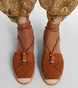 JIMMY CHOO Embellished Suede Espadrilles