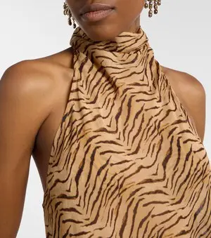 VIX PAULA HERMANNY X Rosie Huntington-whiteley Printed Halterneck Top - Brown