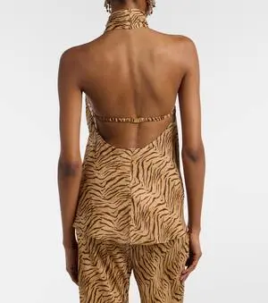 VIX PAULA HERMANNY X Rosie Huntington-whiteley Printed Halterneck Top - Brown