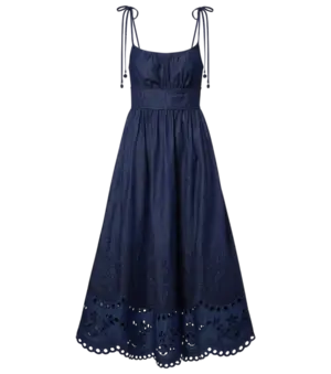 Zimmermann Mahon Broderie Anglaise Denim Midi Dress - Blue