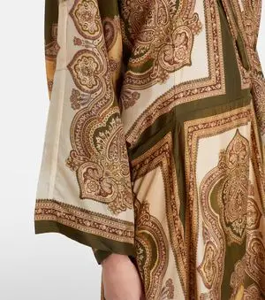 Zimmermann Mahon Paisley Silk Midi Dress - Beige