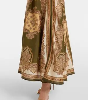 Zimmermann Mahon Paisley Silk Midi Dress - Beige