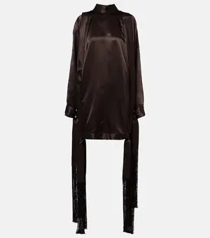 FERRAGAMO Fringed Satin Mini Dress