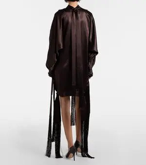 FERRAGAMO Fringed Satin Mini Dress