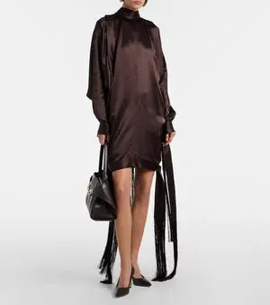 FERRAGAMO Fringed Satin Mini Dress