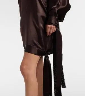 FERRAGAMO Fringed Satin Mini Dress