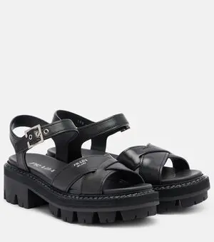 Prada Leather Buckled Sandals