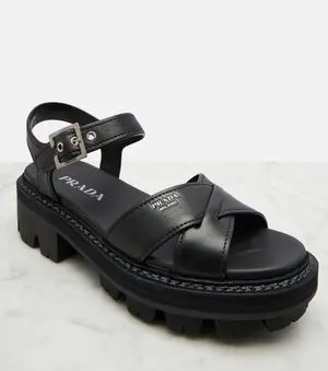 Prada Leather Buckled Sandals