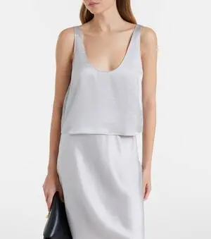 LESET Barb Satin Tank Top - Grey