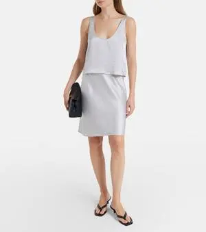 LESET Barb Satin Tank Top - Grey