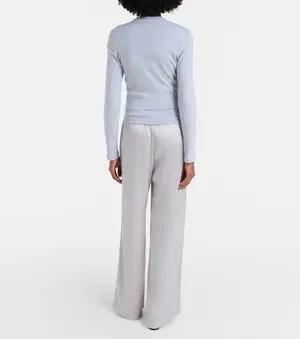 LESET Satin Wide-leg Pants