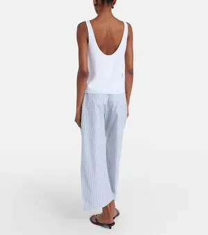 LESET Yoshi Striped Cotton-blend Wide-leg Pants