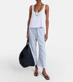 LESET Yoshi Striped Cotton-blend Wide-leg Pants