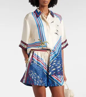 ALEMAIS Printed Silk Satin Shirt - Multicoloured