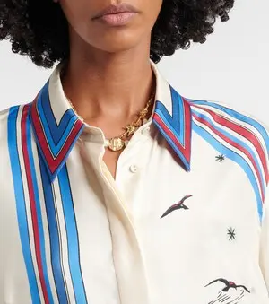 ALEMAIS Printed Silk Satin Shirt - Multicoloured