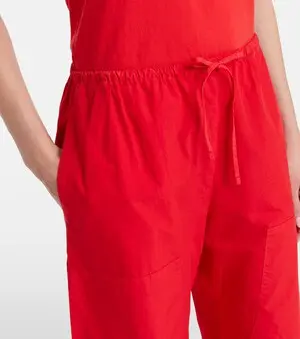 LESET Kyoto Cropped Cotton Wide-leg Pants - Red