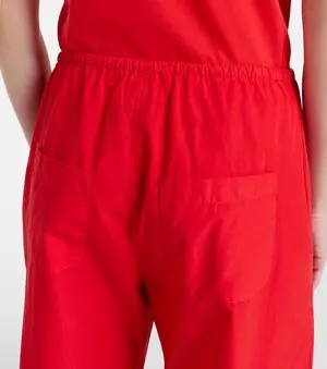 LESET Kyoto Cropped Cotton Wide-leg Pants - Red
