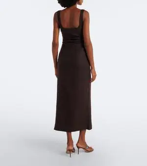 SIR. Draped Linen Midi Dress